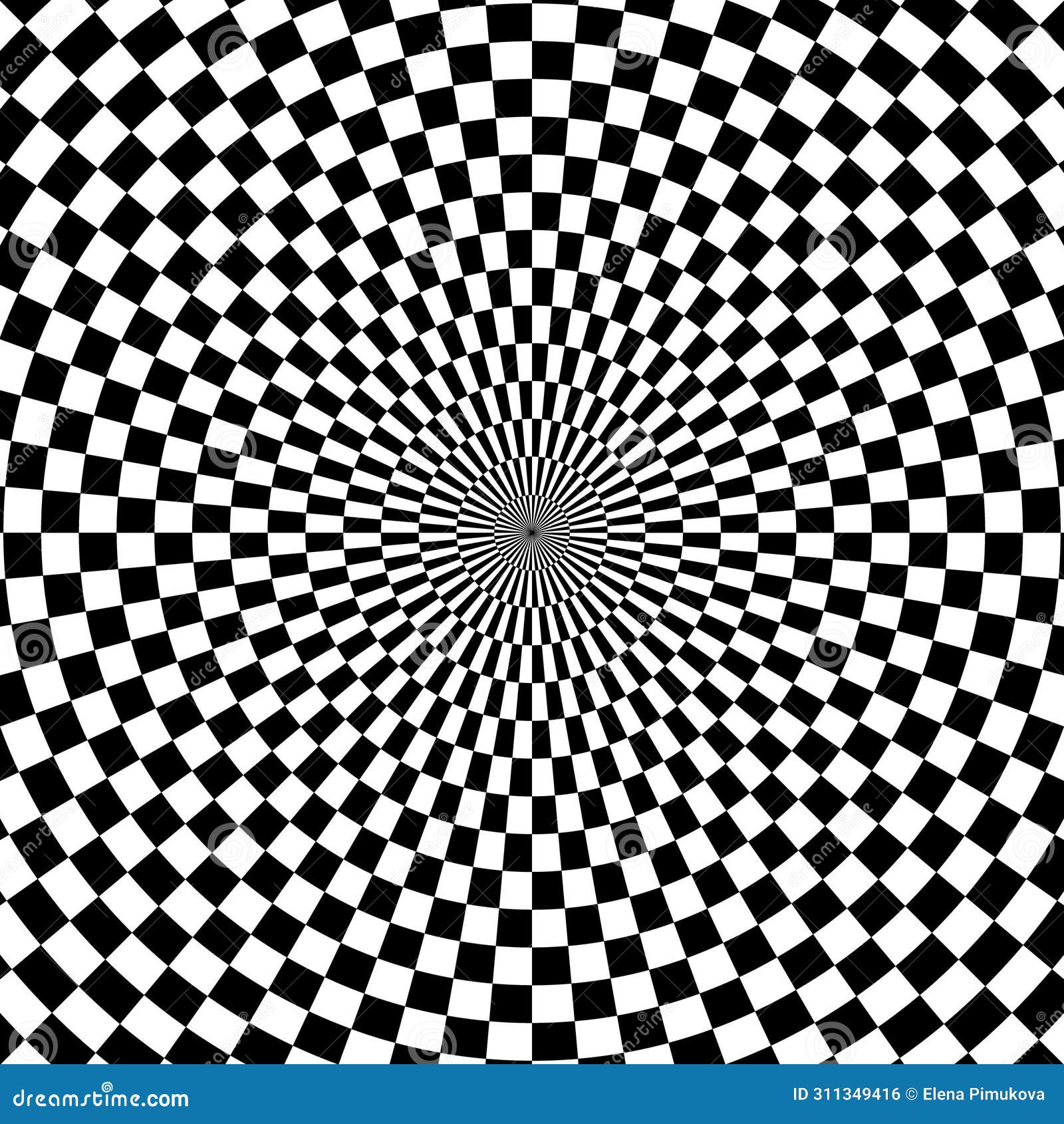 Circle Checkerboard Frame, Spiral Design Border Pattern, Black ...