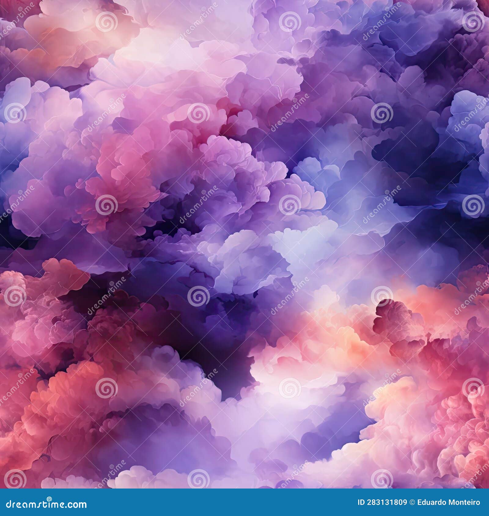 Psychedelic Cloud Texture Painting in Navy and Magenta Tones (tiled ...