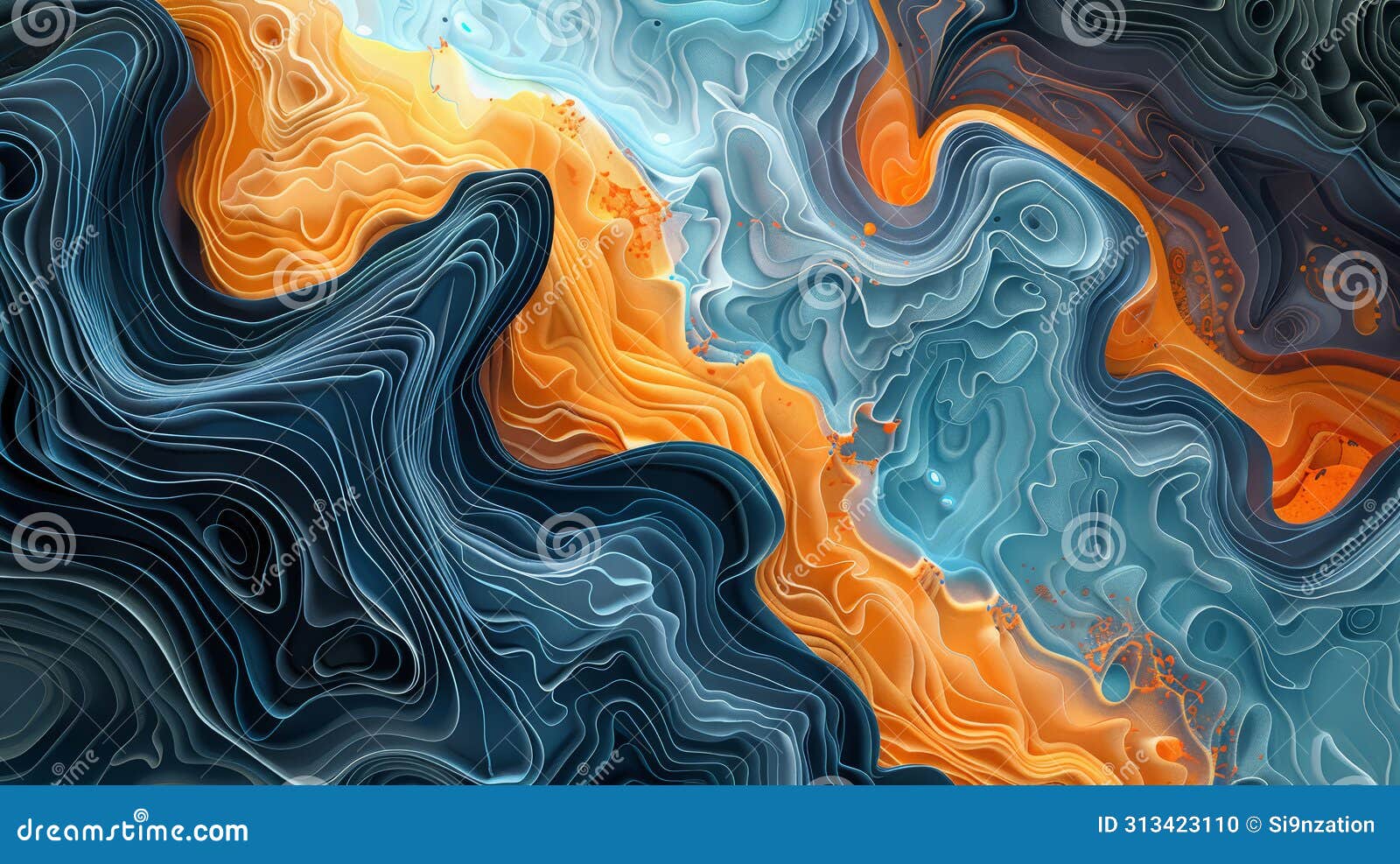 Psychedelic Colored Abstract Wave Art Background by Blending Irregular Neural Structures with ...