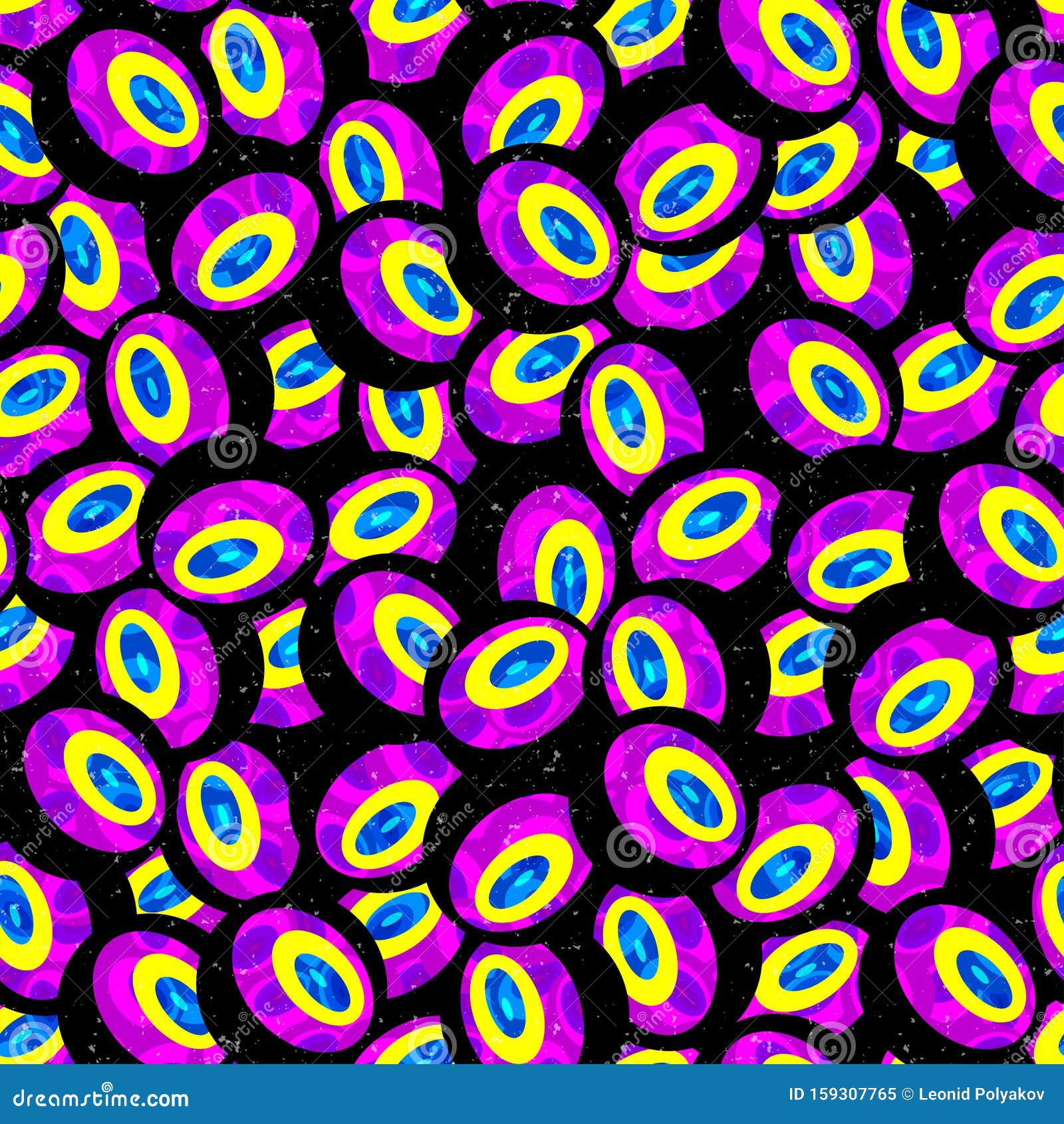 Psychedelic Colored Balls Seamless Geometric Pattern Stock Illustration ...