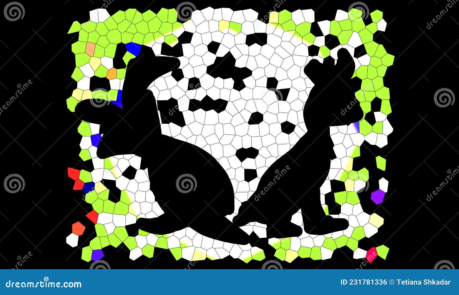 Psychedelic Colored Geometric Pattern, Figures As Separate Objects ...