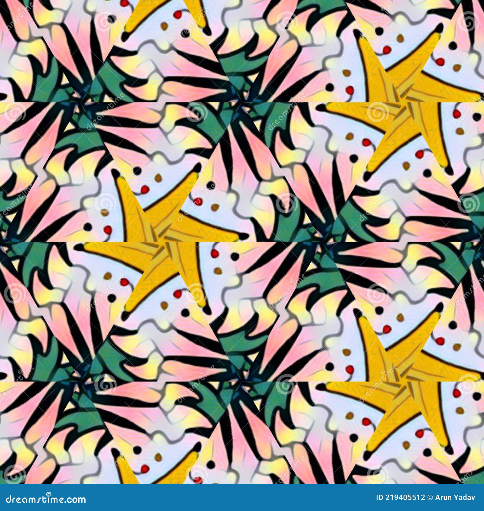 Psychedelic Colored Geometric Seamless Pattern and Awesome Background ...
