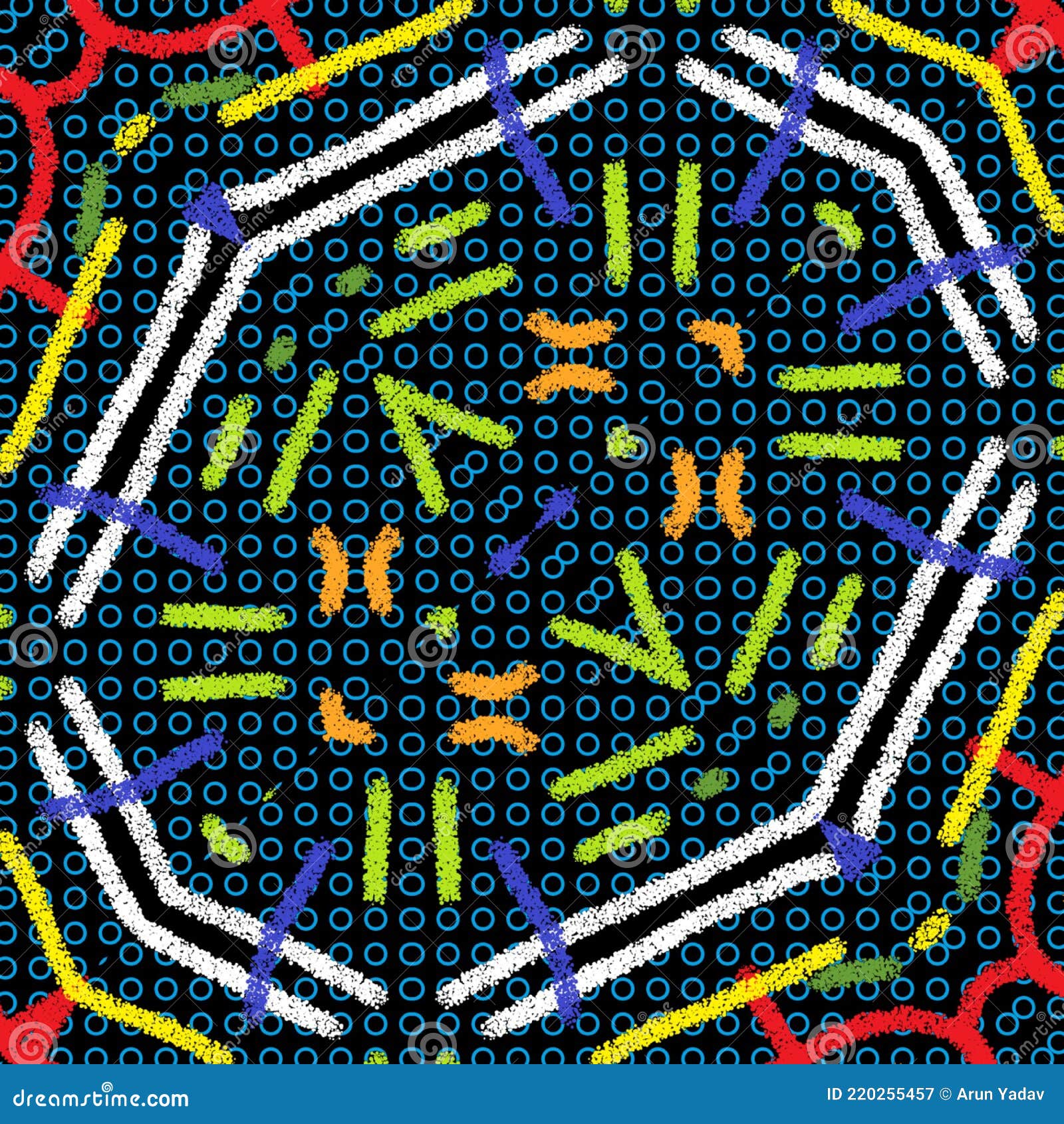 Psychedelic Colored Geometric Seamless Pattern Illustration and Vector ...