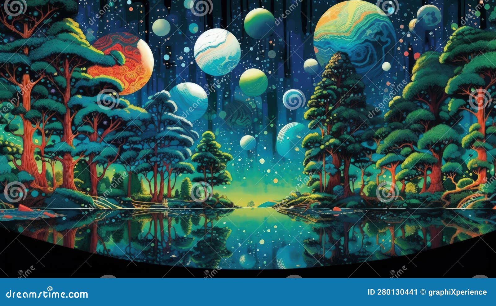 The Psychedelic Cosmos of Nature Stock Illustration - Illustration of ...