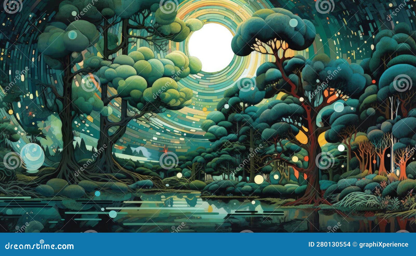 The Psychedelic Cosmos of Nature Stock Illustration - Illustration of ...