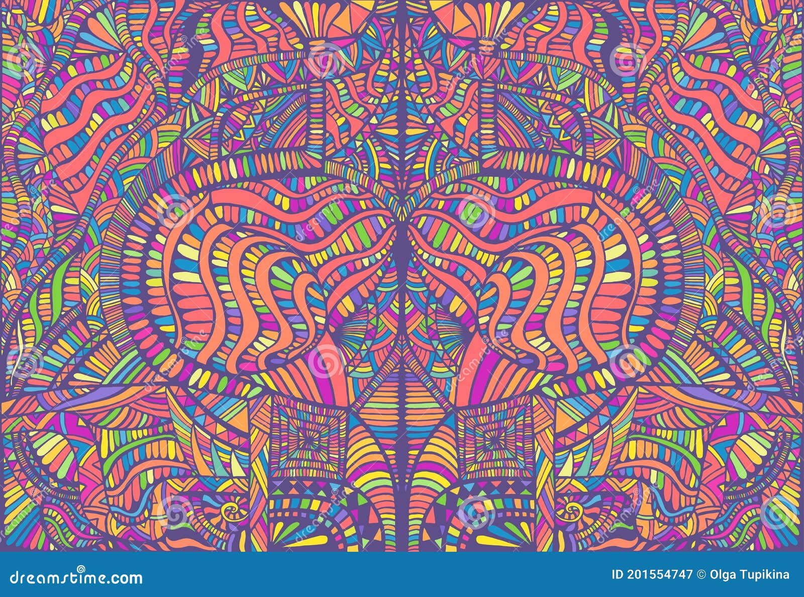 Psychedelic Creative Colorful Symmetrical Pattern Design Art. Stock ...