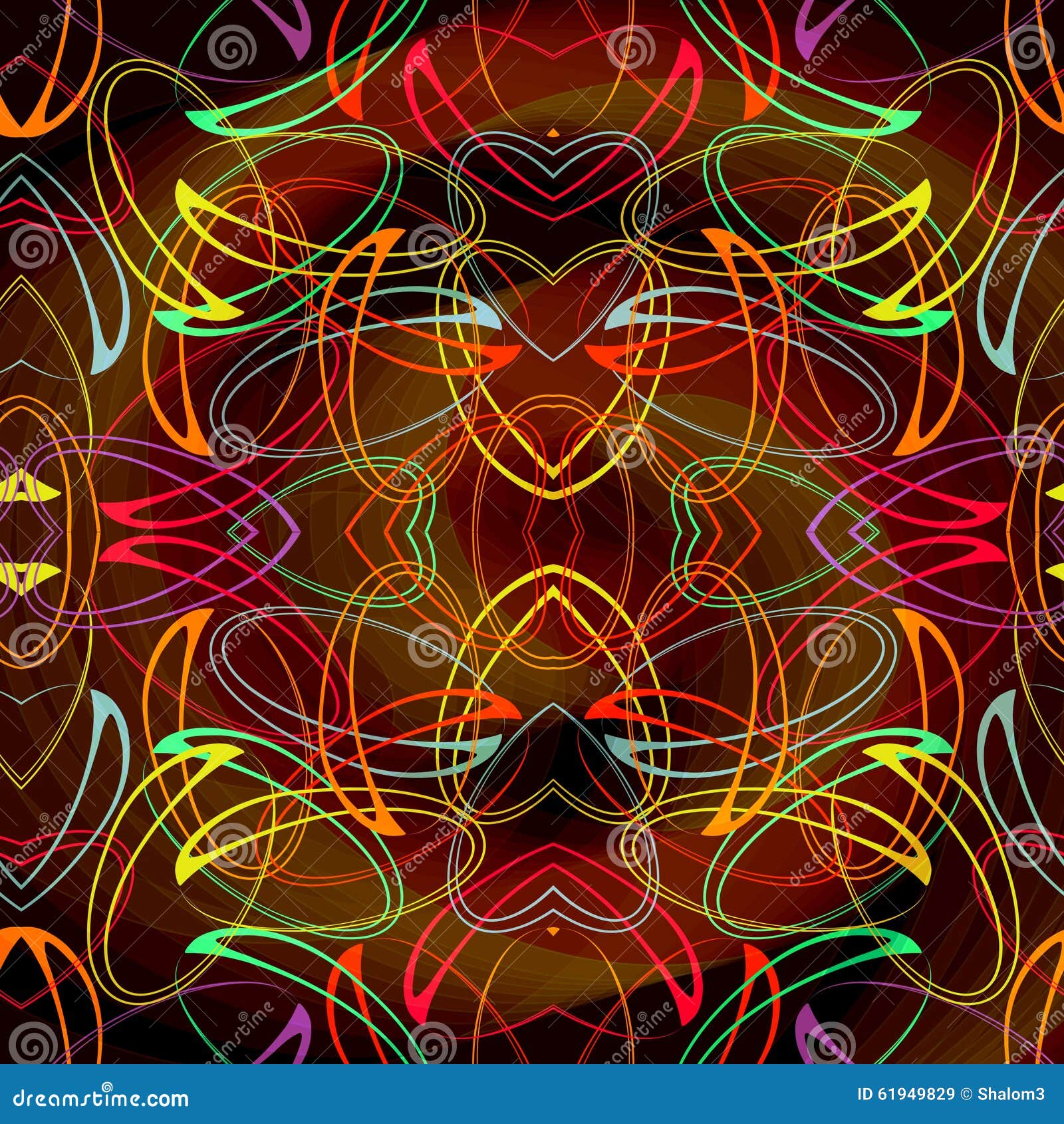 Psychedelic Curves Pattern in Vivid Colors on Dark Background Stock ...