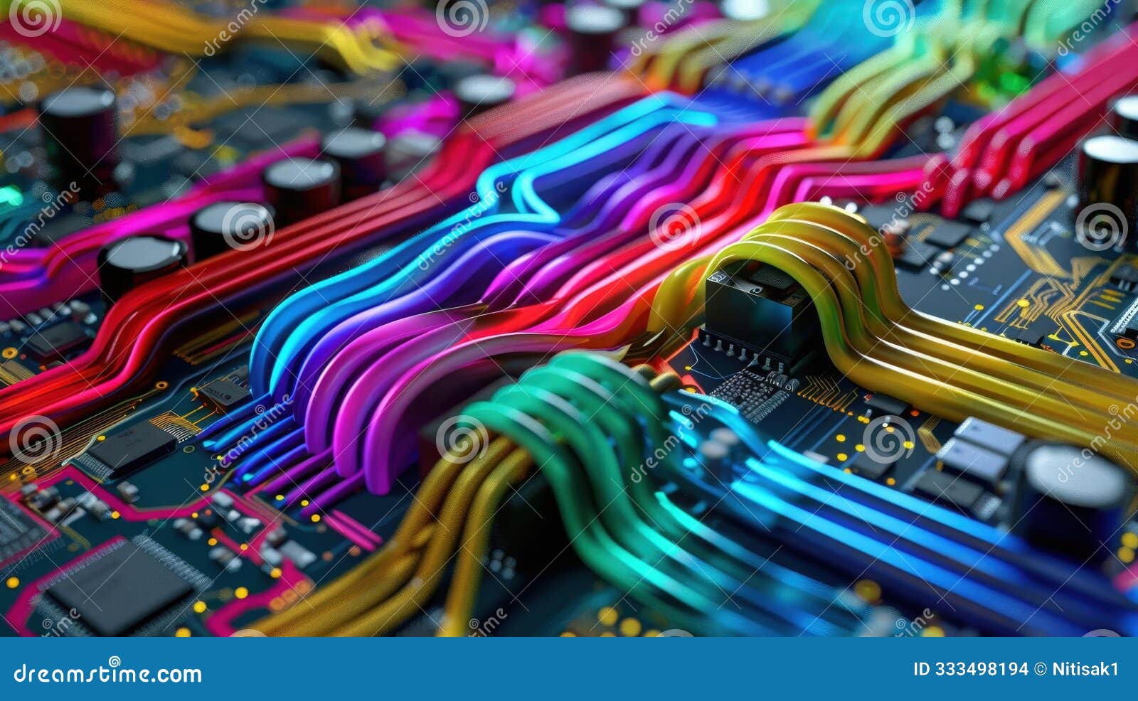 Psychedelic 3D Model of Colorful Data Streams Flowing through an ...