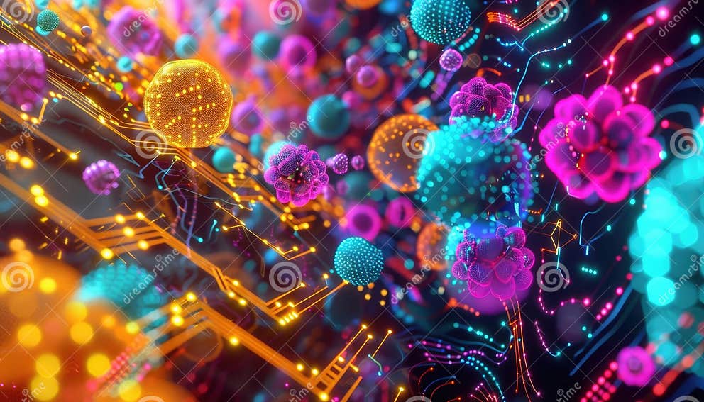 Psychedelic 3D Model of Vibrant Data Particles Swirling through an ...