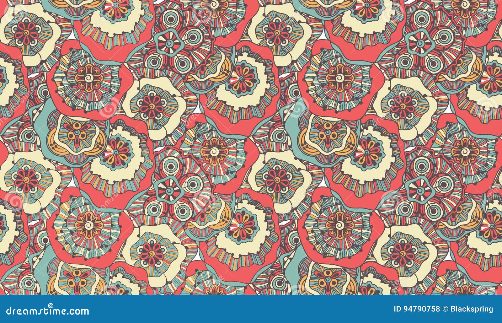 Psychedelic Doodle Seamless Pattern Stock Vector - Illustration of ...