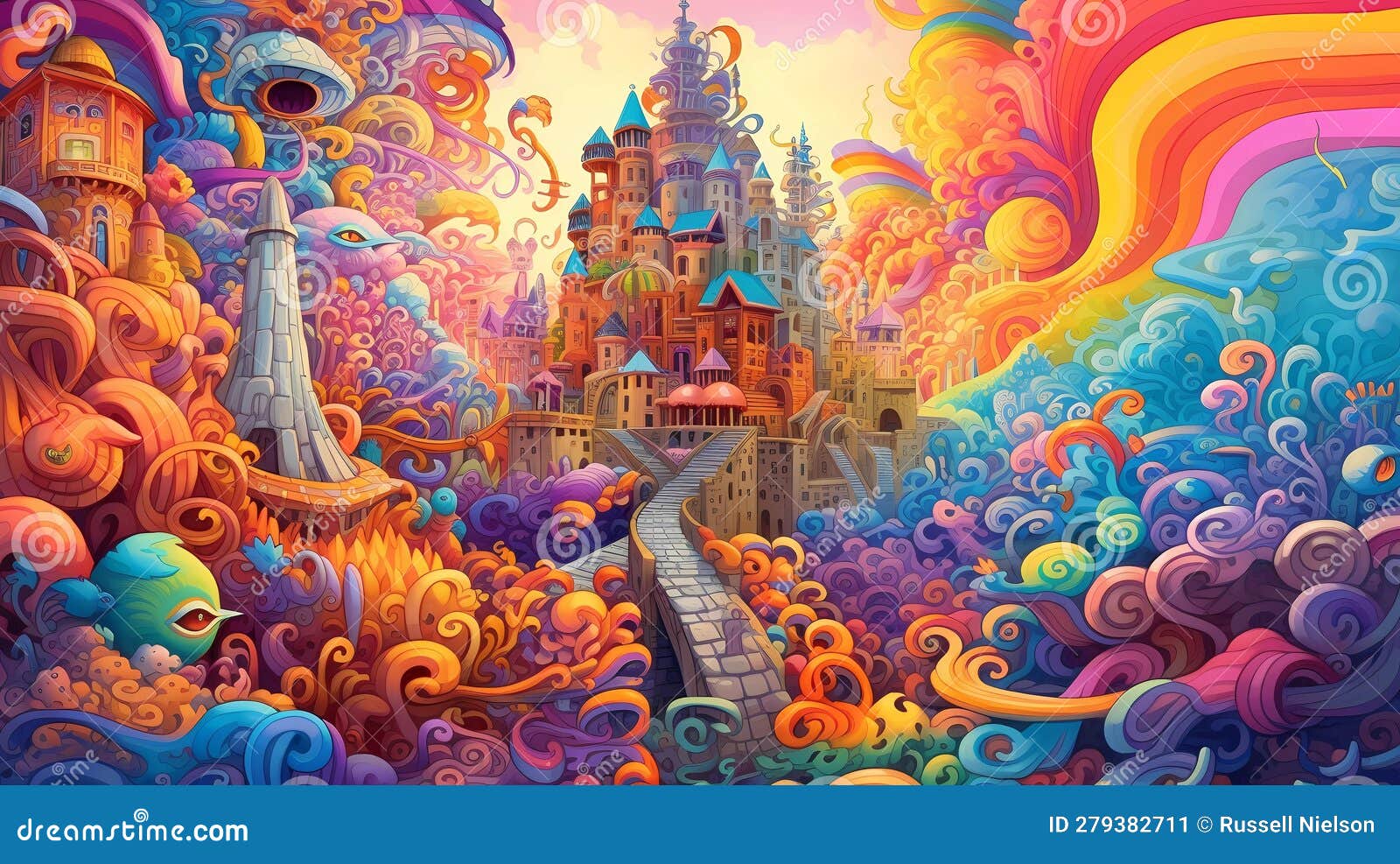 Psychedelic Dreamscape Let Your Imagination Run Wild Generative Ai Stock Illustration