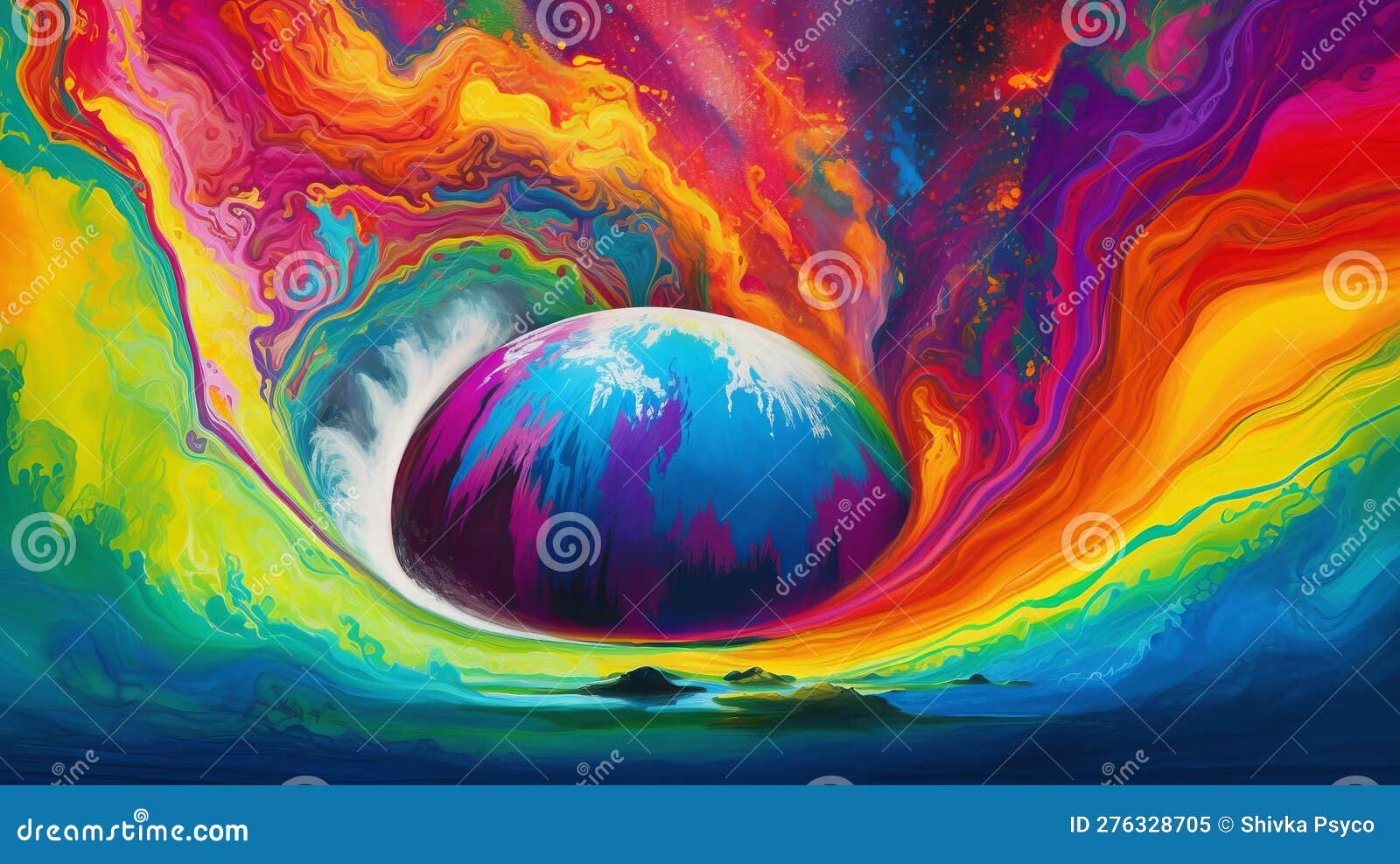 A Psychedelic Dreamscape Planet Earth Generative AI Stock Illustration ...