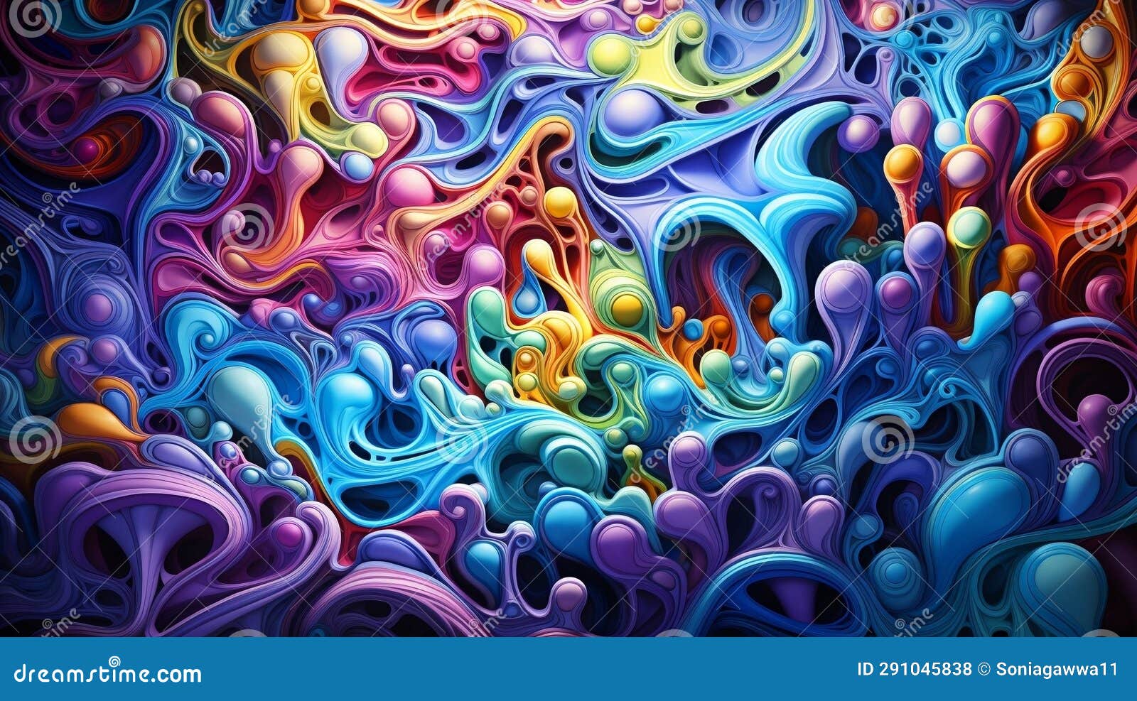 A Psychedelic Dreamscape with Technicolor Patterns and Fractal-like ...