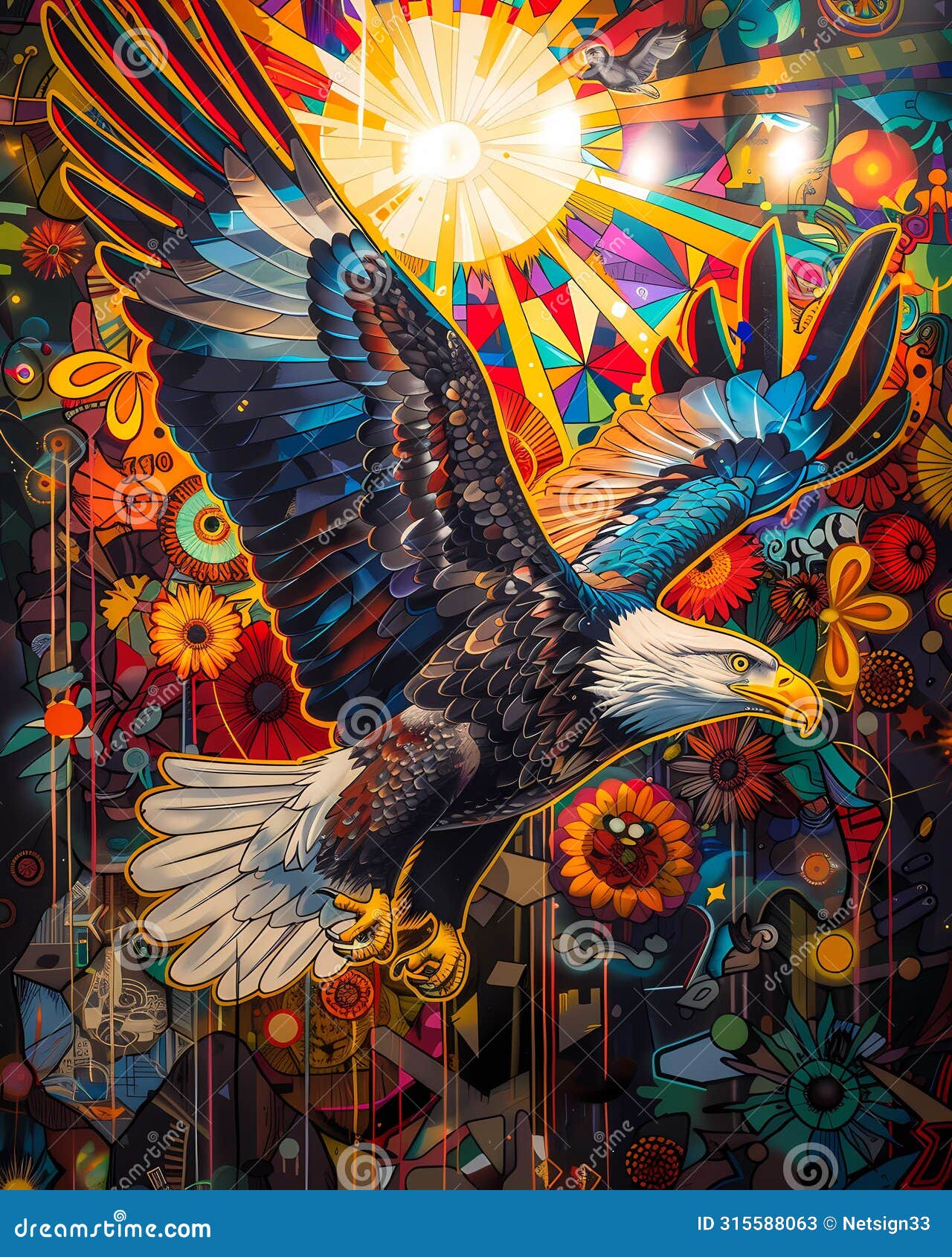 Psychedelic Eagle In DMT Style Illustration Stock Photo | CartoonDealer.com #295311000