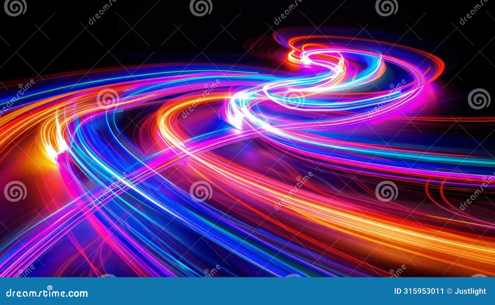 A Psychedelic Experience the Neon Light Trails on the Black Background ...