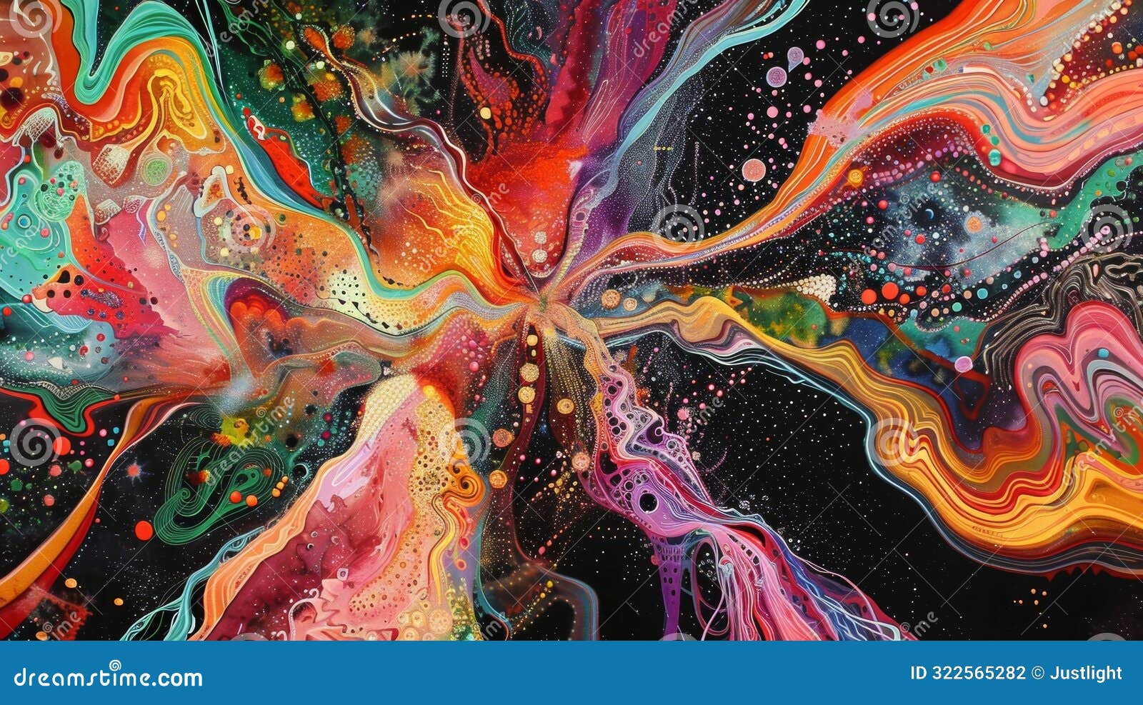 A Psychedelic Explosion of Colors and Shapes Form a Tangled Mass ...