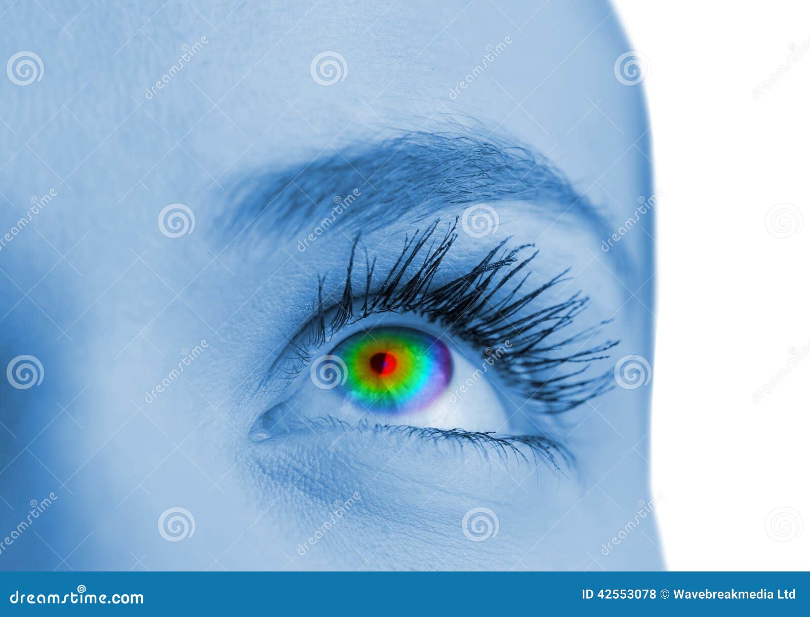 Psychedelic Eye on Blue Face Stock Photo - Image of beauty, abstract ...