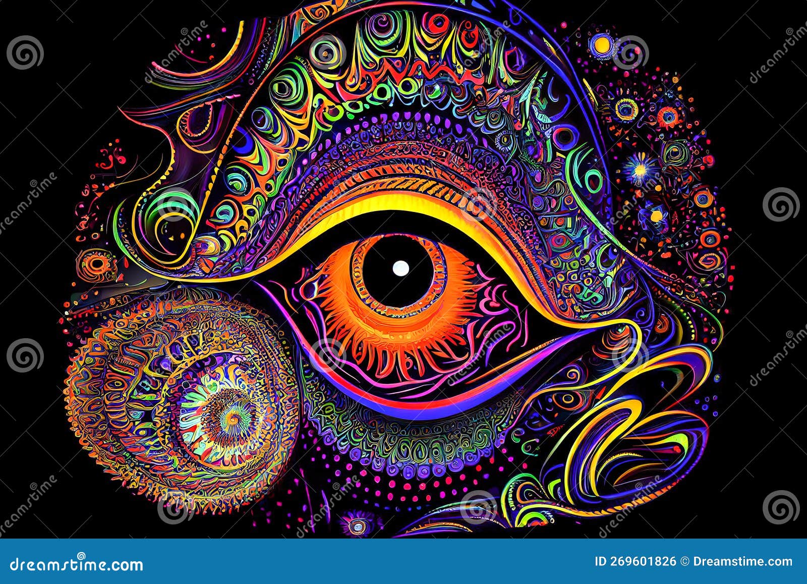 Psychedelic Eye Close Up. Generative AI Stock Illustration ...