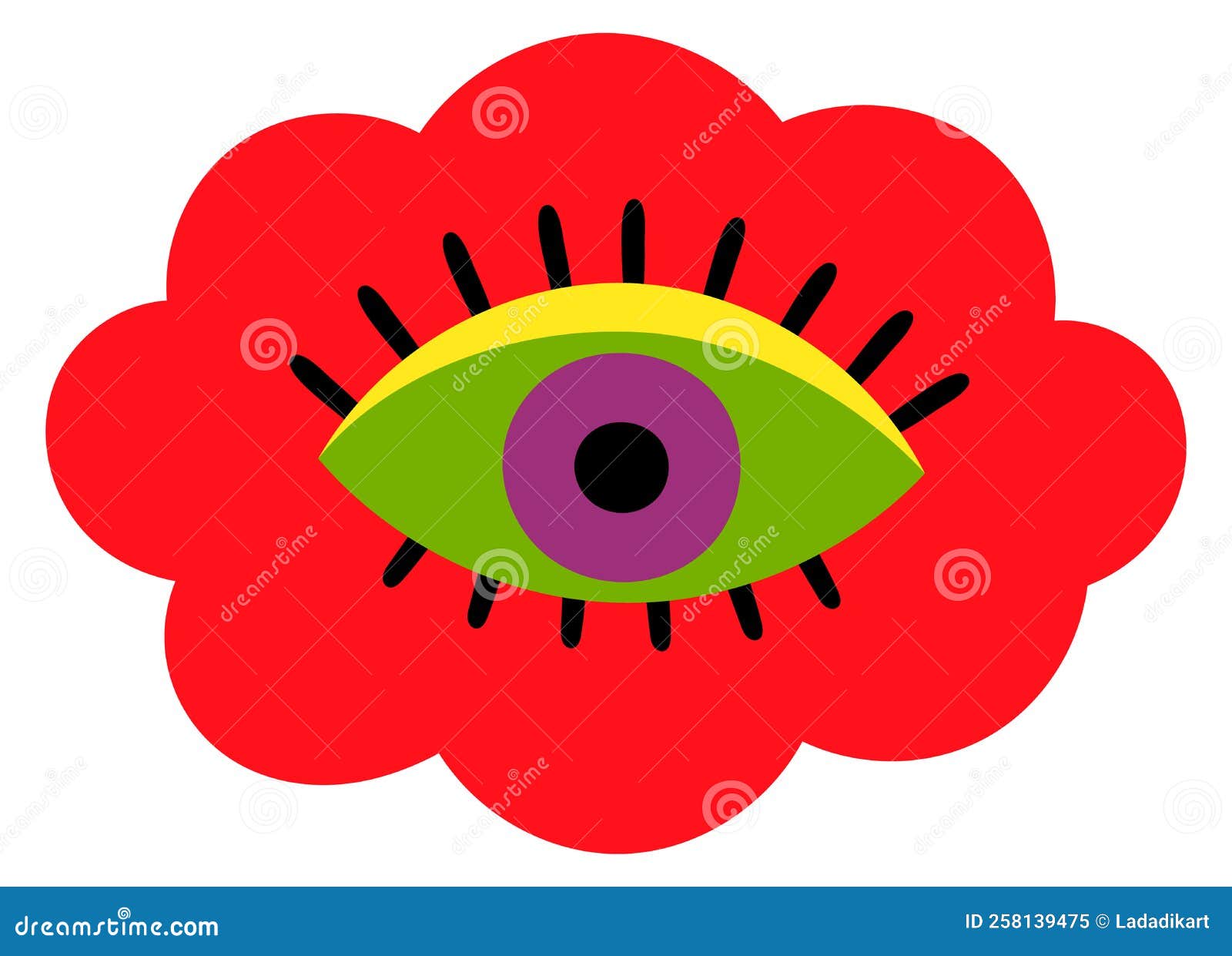 Psychedelic Eye Cloud Icon. Retro Trippy Symbol Stock Vector ...