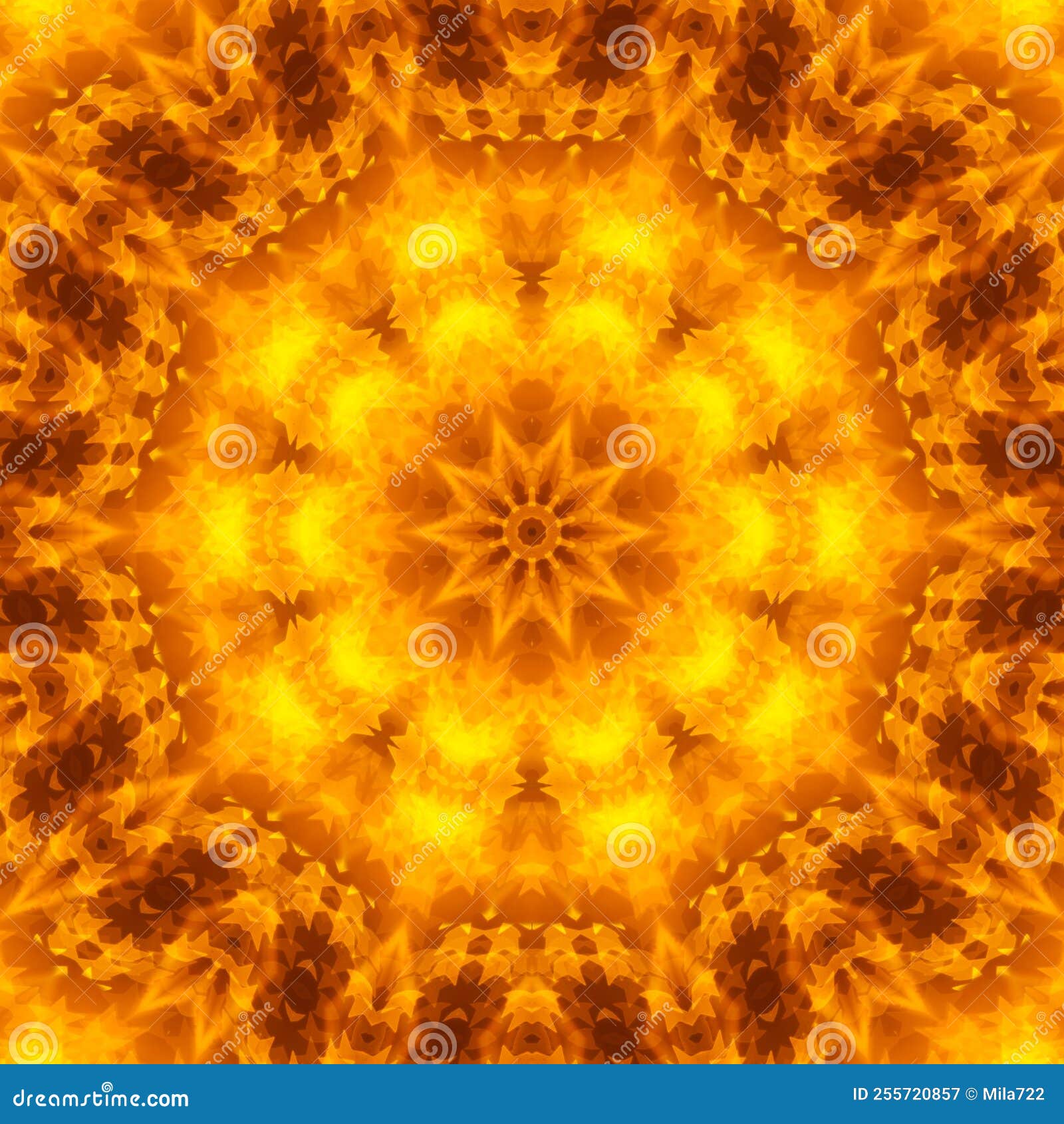 Psychedelic Fire Fractal Mandala Gradient Bright Orange, Yellow Colors ...