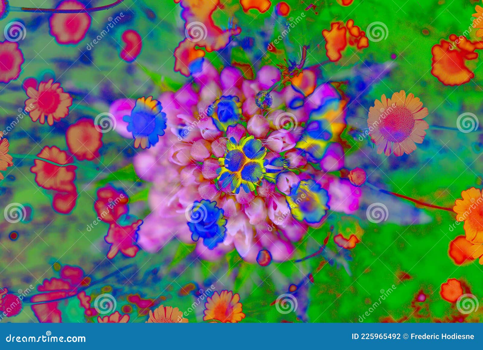Psychedelic Floral Pattern in Pink and Green Tones Stock Photo - Image ...