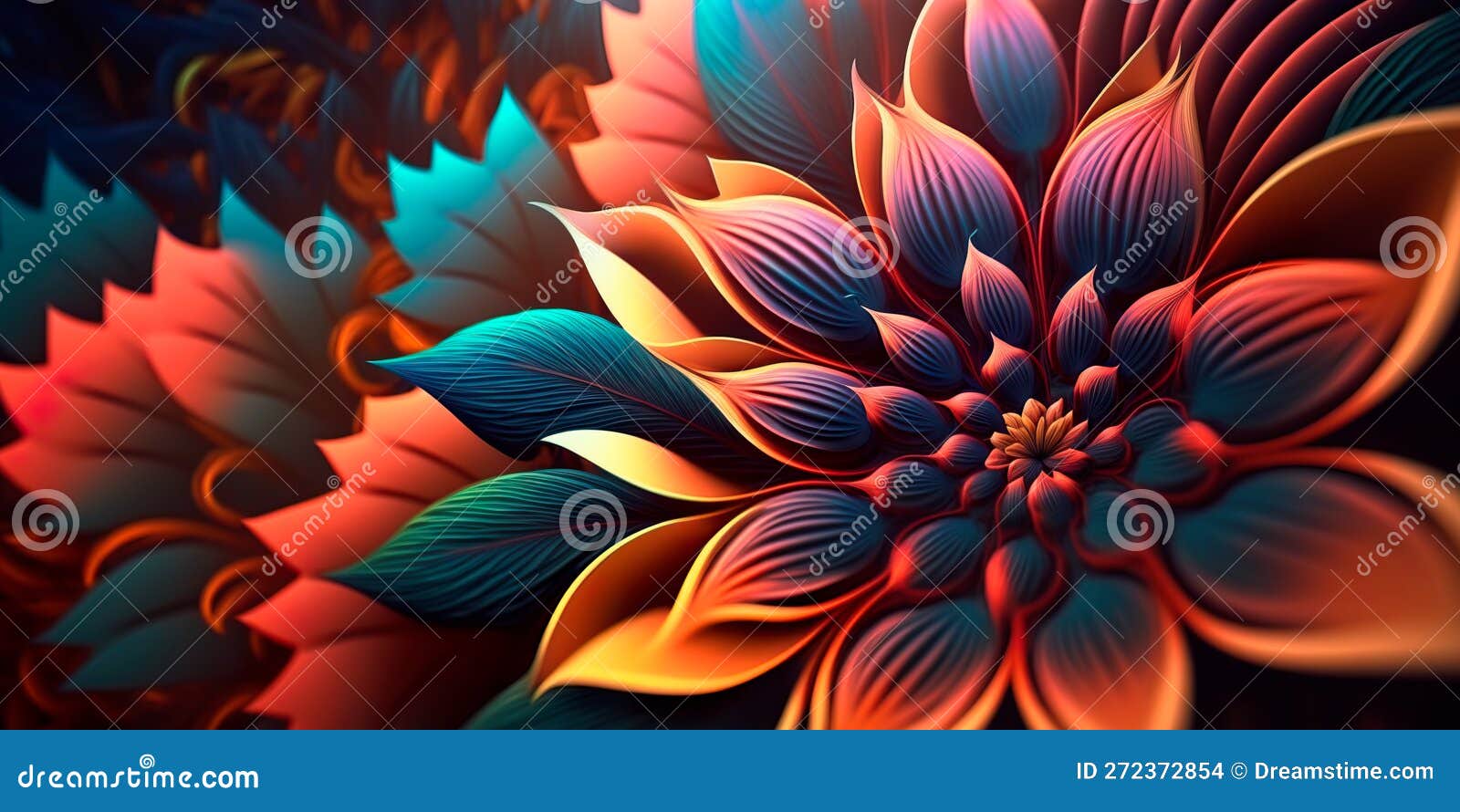 Psychedelic Flower Patterns on a Bright Background Generative AI Stock ...