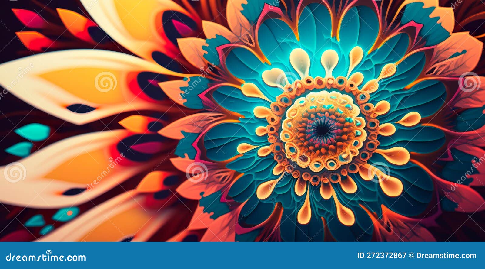 Psychedelic Flower Patterns on a Bright Background Generative AI Stock ...