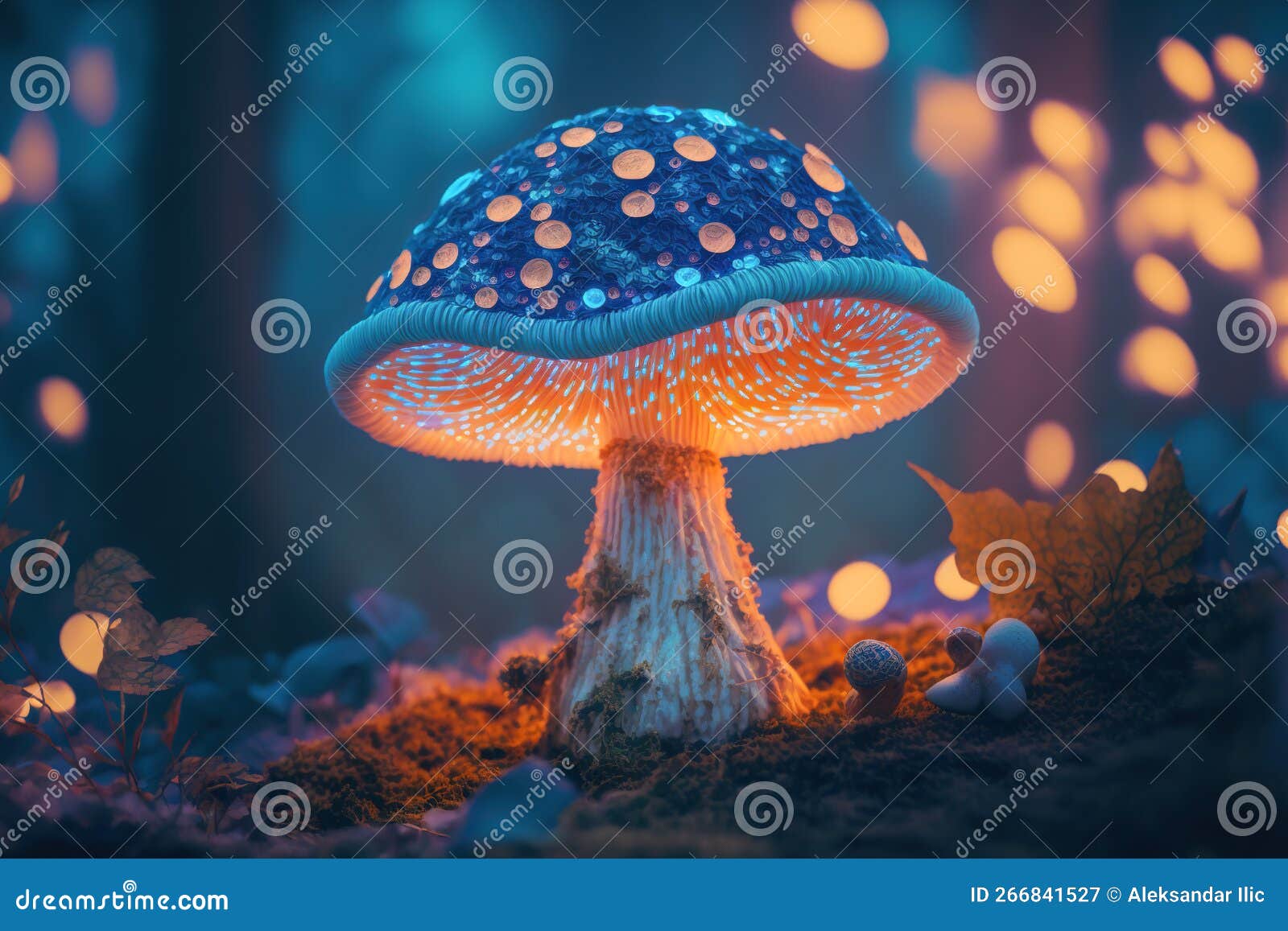 Psychedelic Fluorescent Mushroom in the Enchanted Forest. Generative AI ... Psychedelic Fluorescent Mushroom in the Enchanted Forest. Generative AI ...