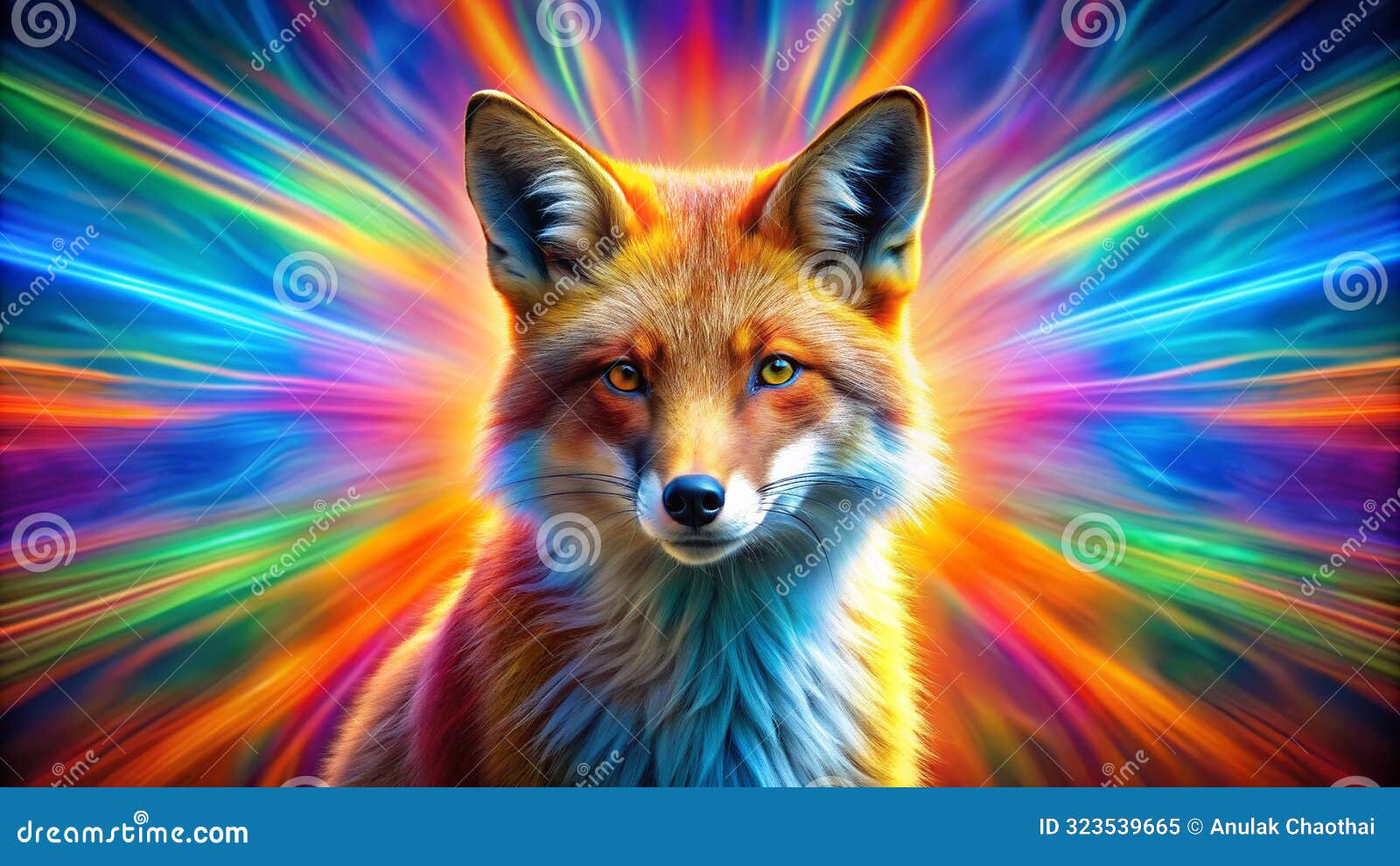 Psychedelic Fox Ray Burst of Light Colourful Abstract Background AI ...