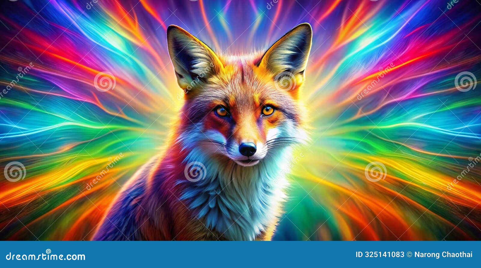 Psychedelic Fox Ray Burst of Light Colourful Abstract Background AI ...