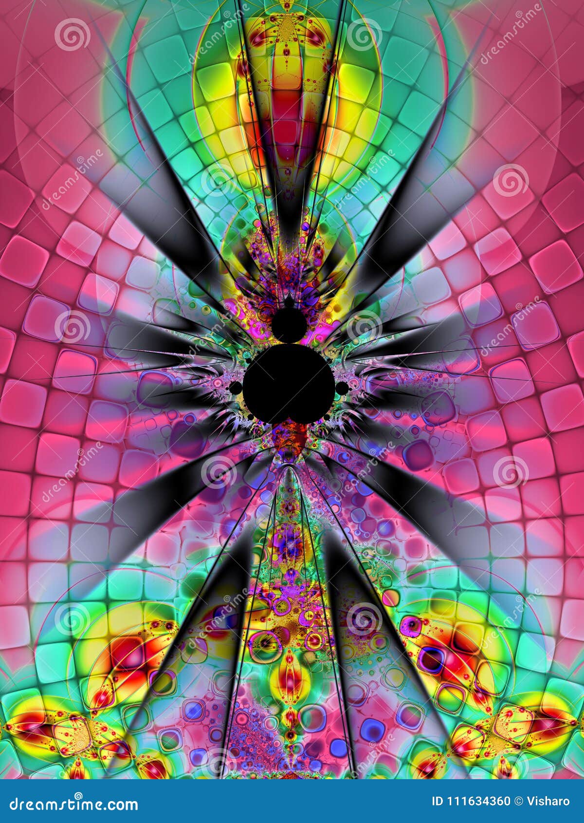 Psychedelic fractal art stock illustration. Illustration of pink ...