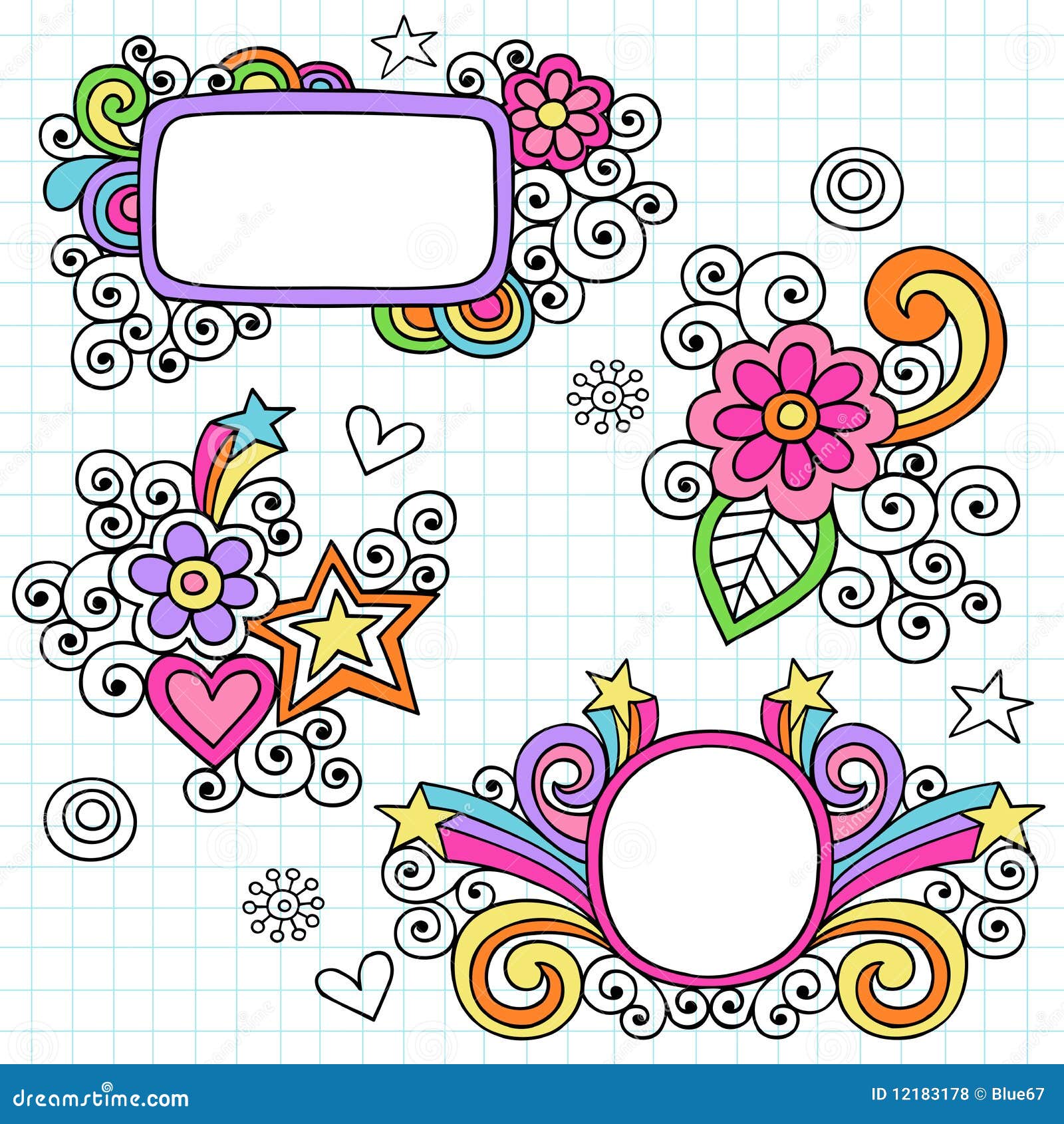 Psychedelic Frames Notebook Doodle Vector Stock Vector - Illustration ...