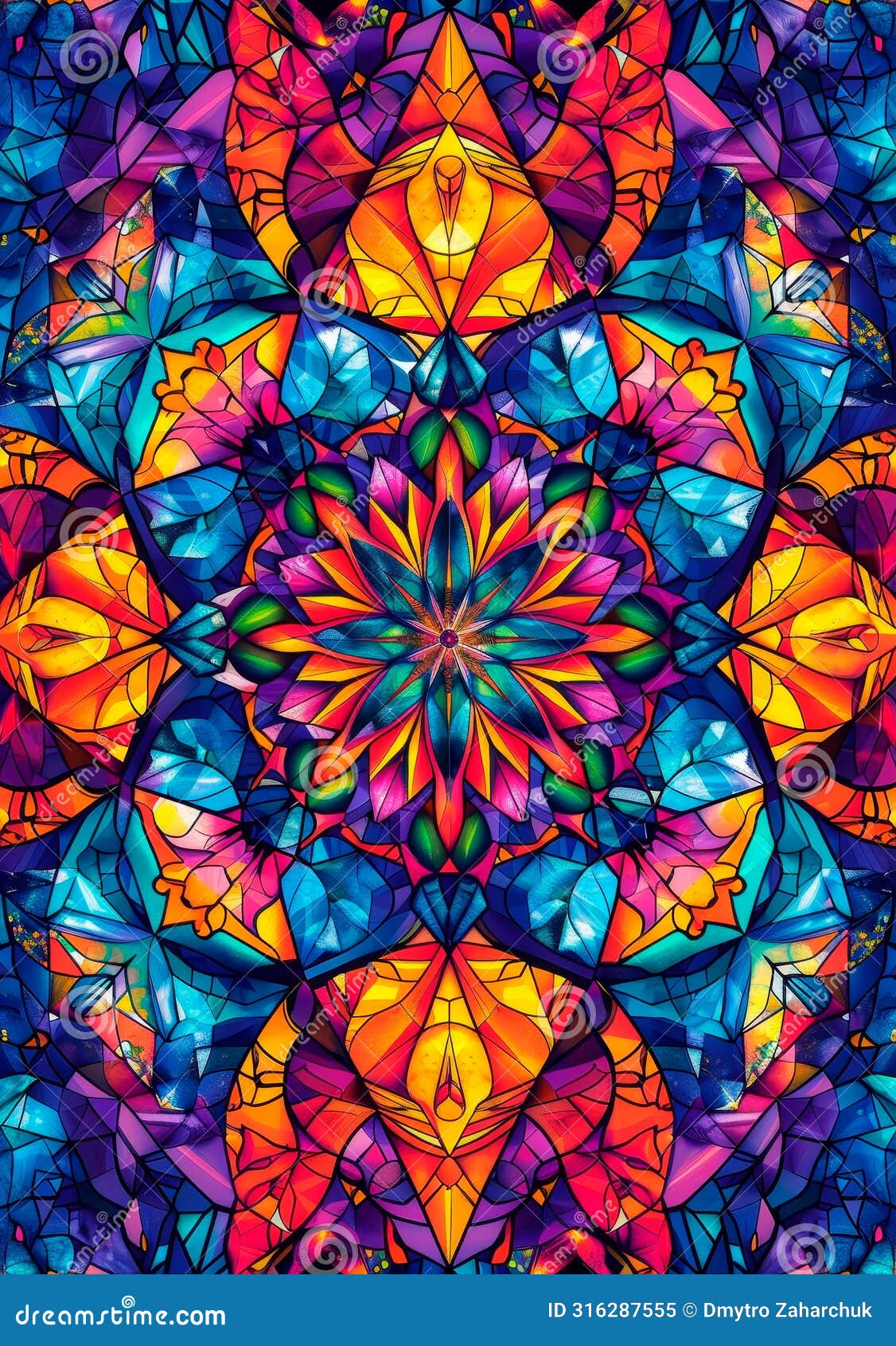 Psychedelic Geometric Mandala, Intricate Repeating Patterns, Vivid ...