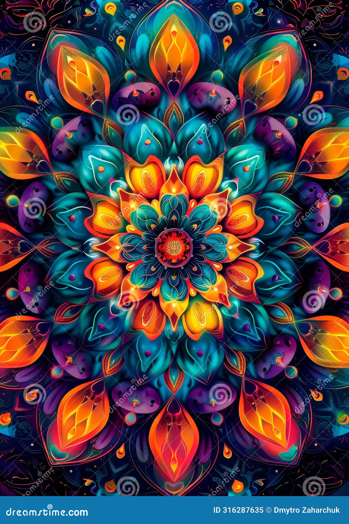 Psychedelic Geometric Mandala, Intricate Repeating Patterns, Vivid ...