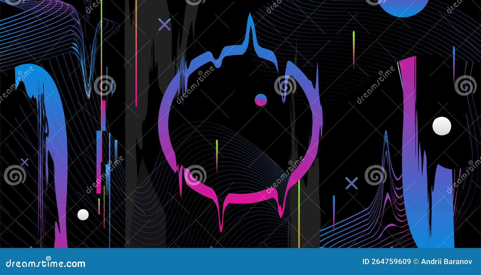 Psychedelic Glitch Stickers Set. Smile Emoji Melt Faces Cartoon Vector ...