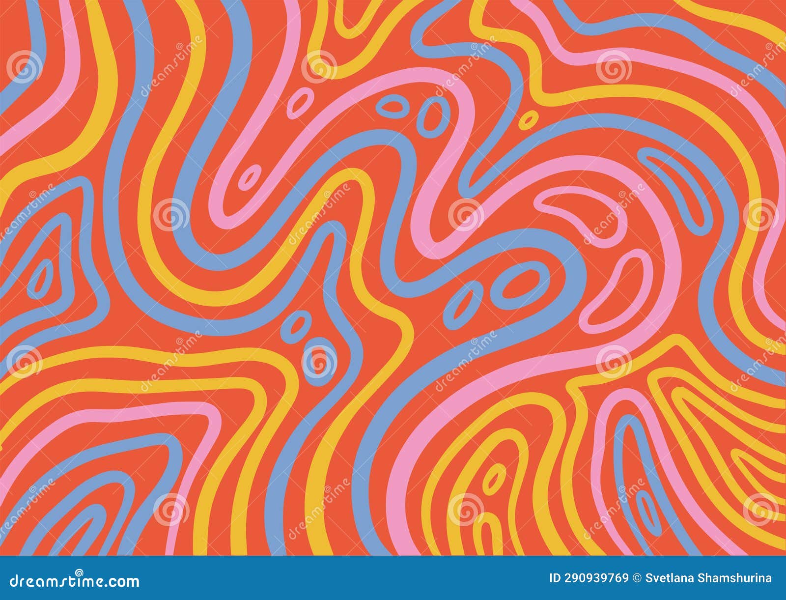Psychedelic Groovy Horizontal Background. Bold Line Retro Wave ...