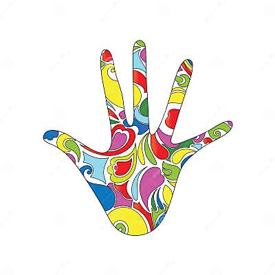 Psychedelic hand stock vector. Illustration of cheerful - 13078281