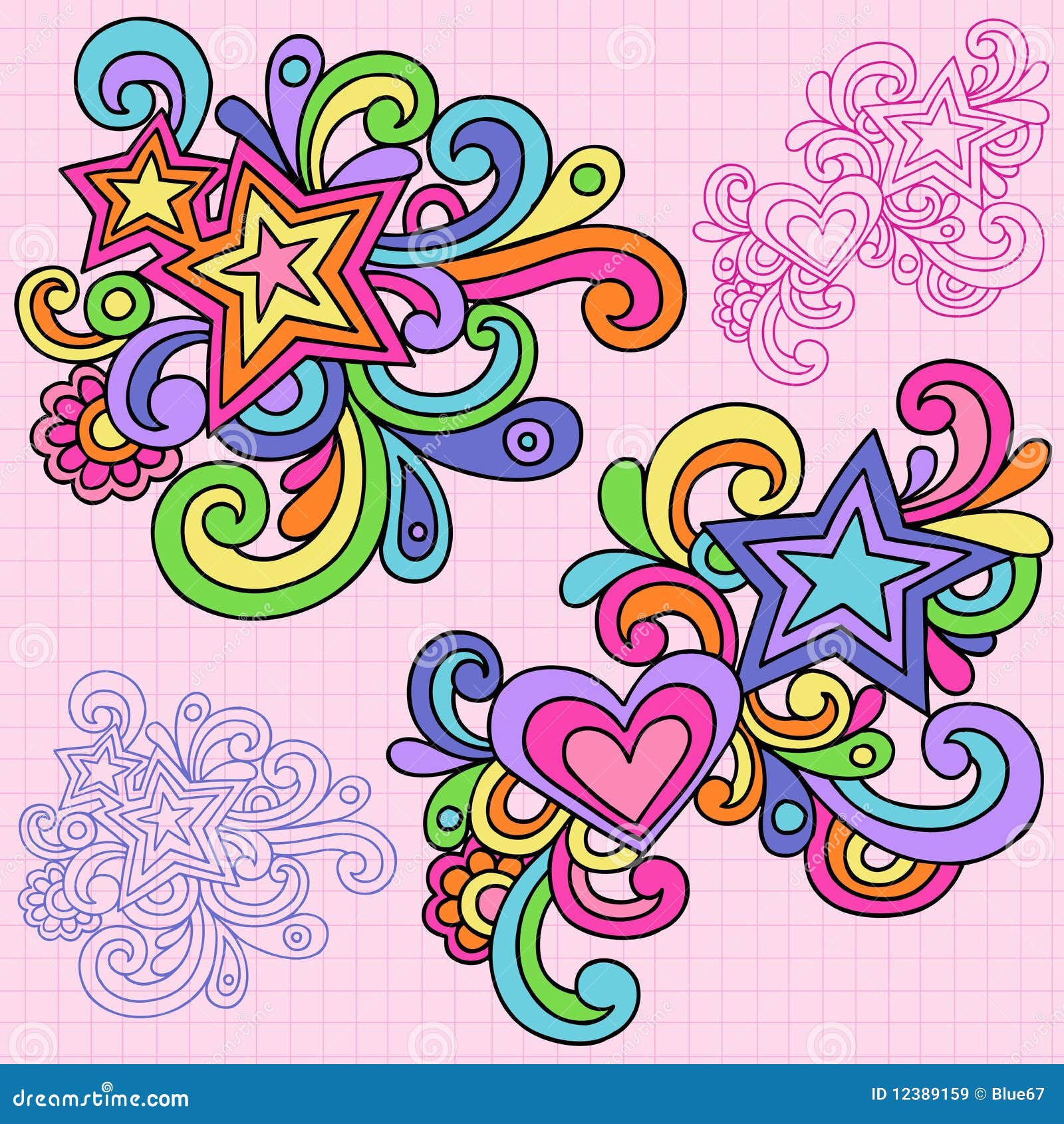 Groovy Notebook Doodle Frames Vector Designs | CartoonDealer.com #25619620