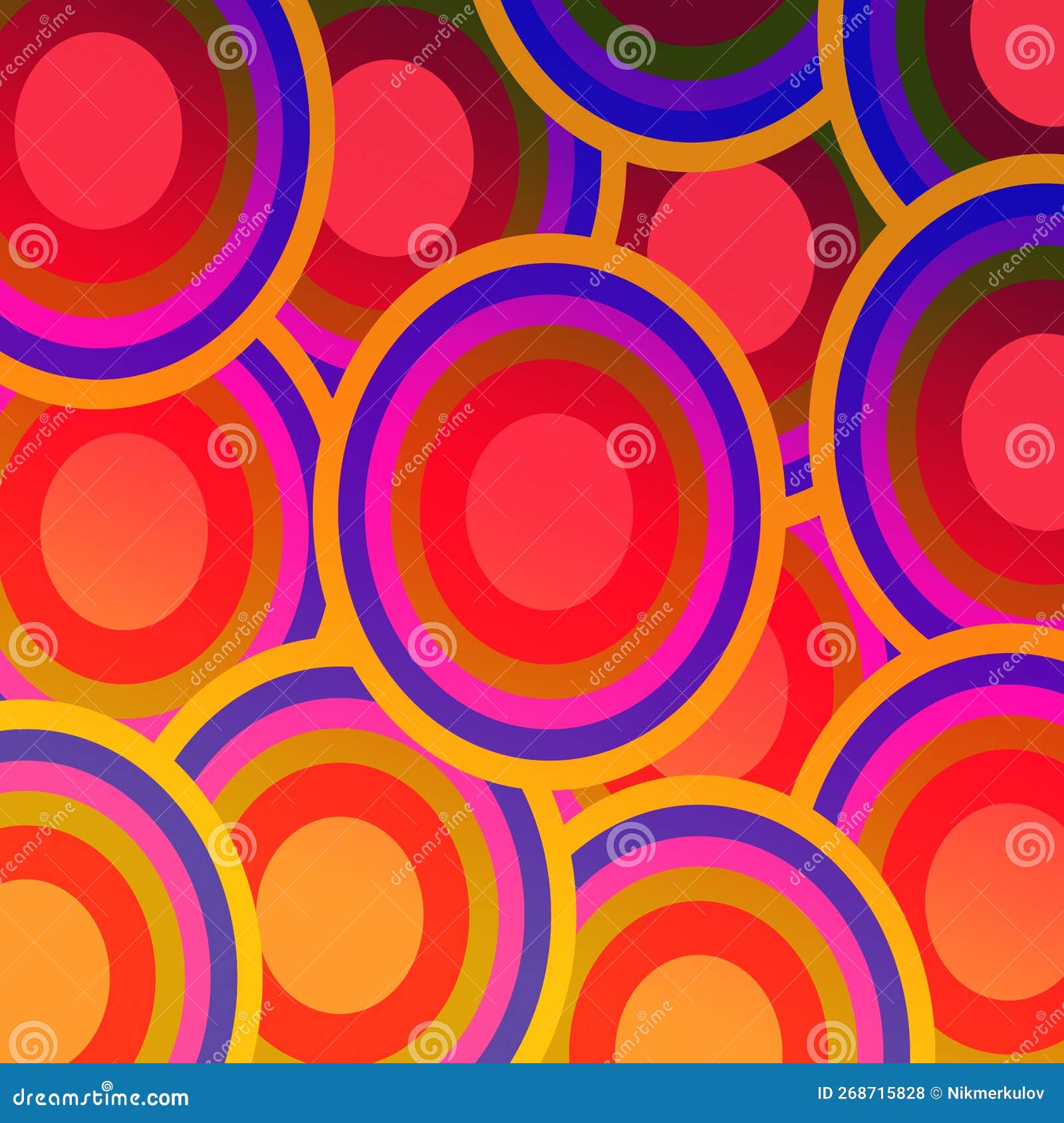 Psychedelic Circles Pattern Ornament Retro Background Stock ...