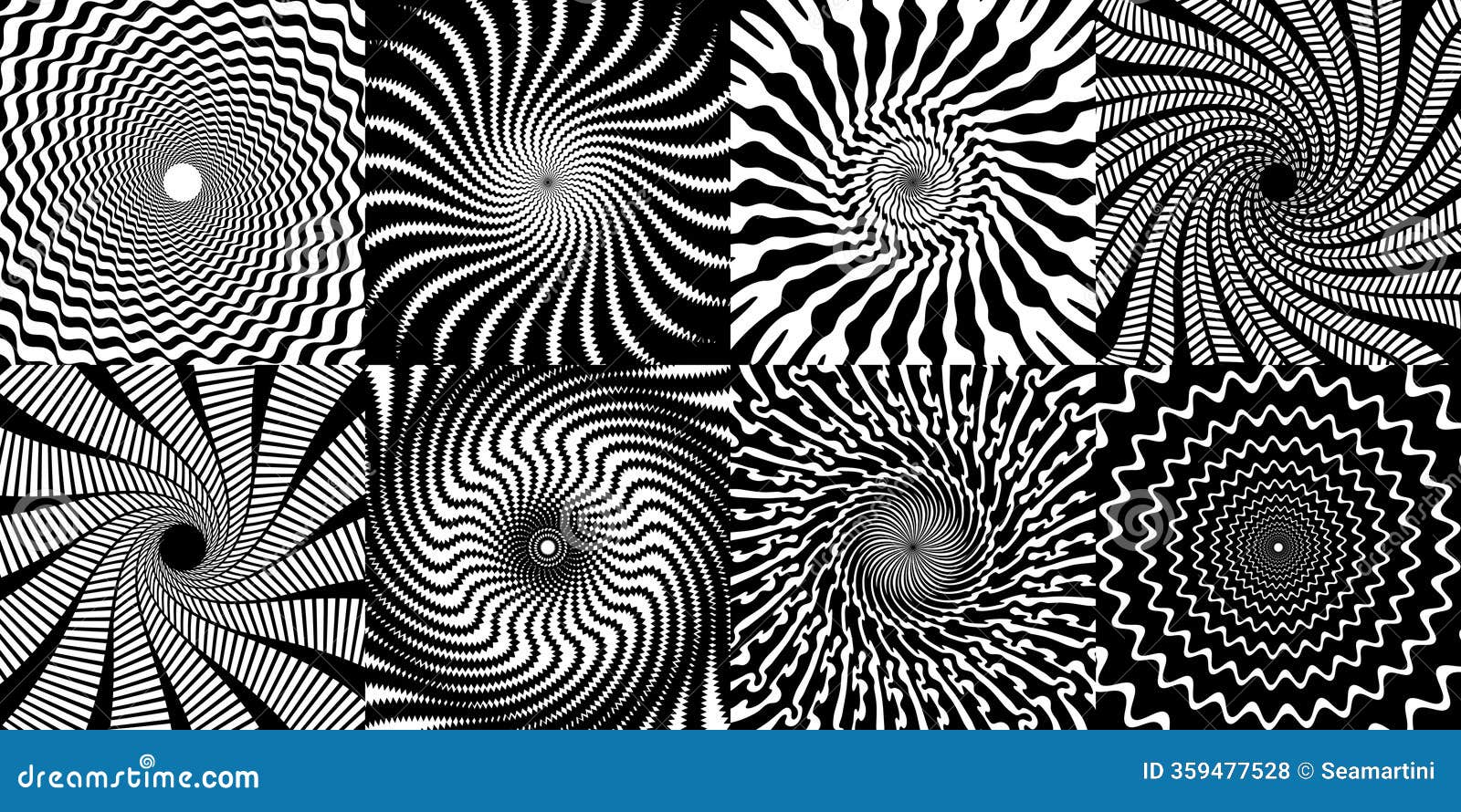 Psychedelic Hypnotic Spiral Patterns, Swirl Effect Stock Illustration ...