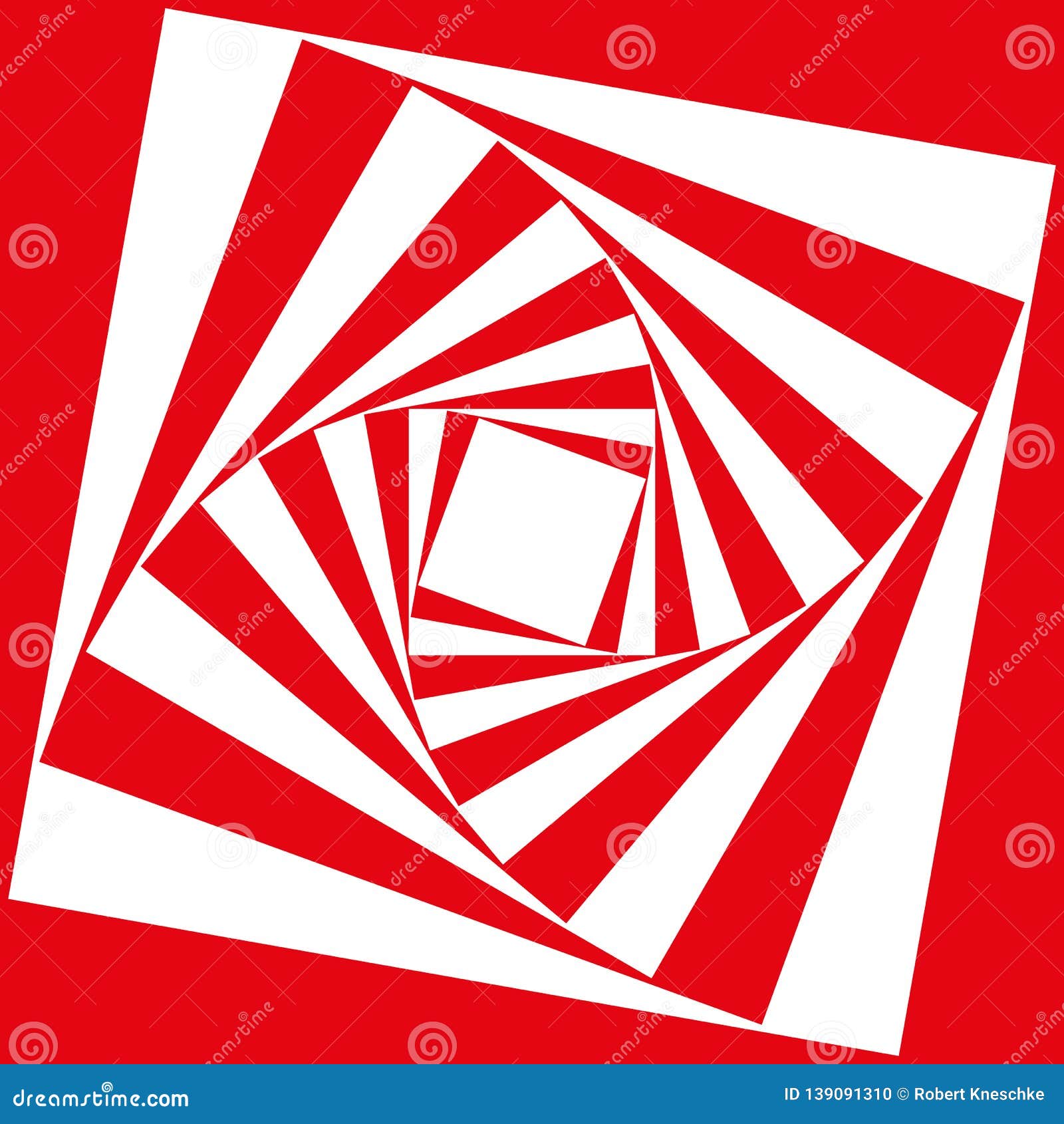 Psychedelic Illusion Spirals Pattern in Red White Stock Illustration ...