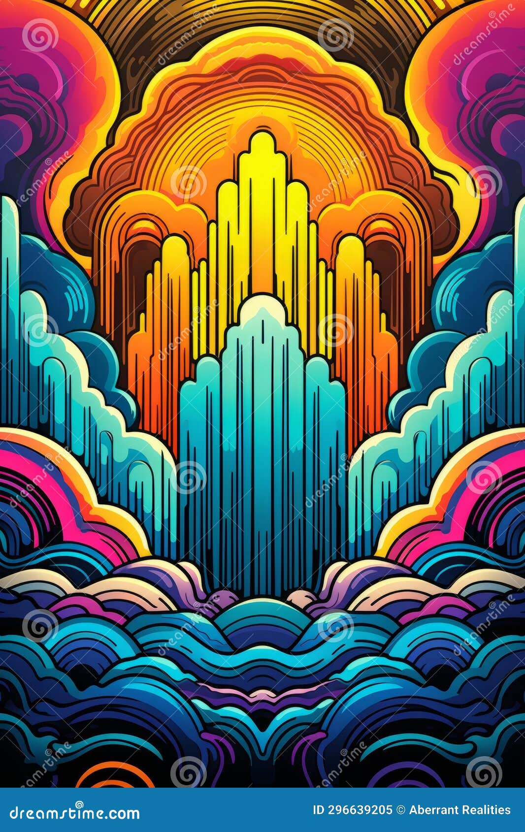 Psychedelic Illustration of a Colorful Sky and Clouds Stock ...