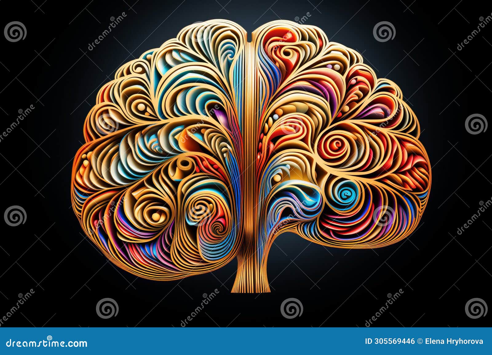A Psychedelic Illustration of a Human Brain, with Swirling Patterns and ...