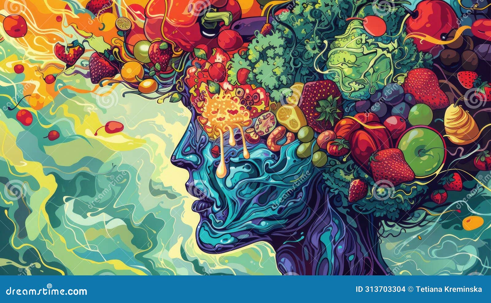 A Psychedelic Illustration of a Person Formed from a Kaleidoscopic ...