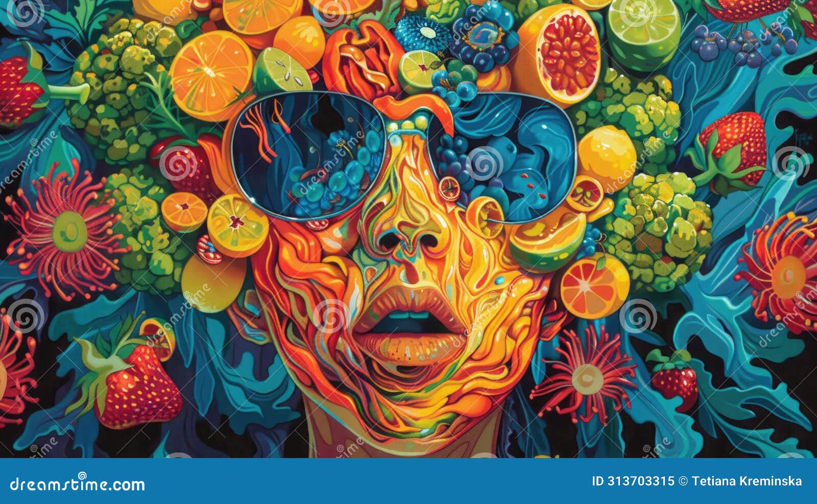 A Psychedelic Illustration of a Person Formed from a Kaleidoscopic ...