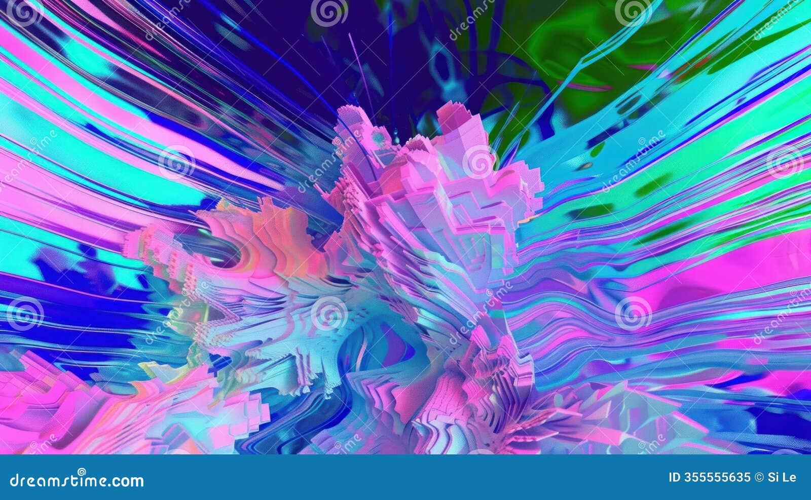 Psychedelic Interlaced Background with Digital Distorted Motion and Retro Cyberpunk Design in ...