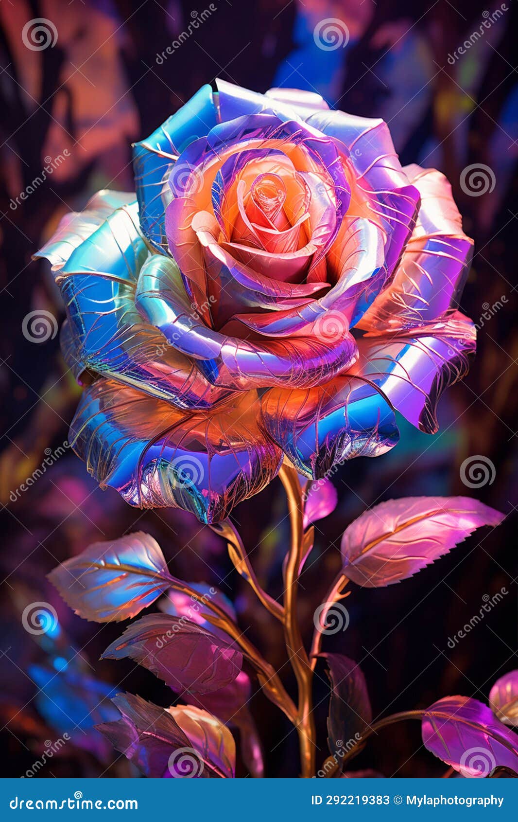 Psychedelic Iridescent Colored Rose, Ai Generated Image Stock ...
