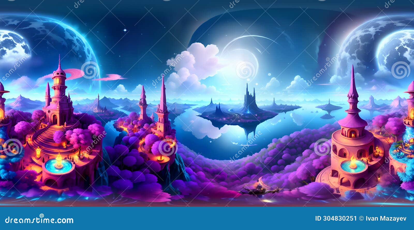 Psychedelic Landscape Multicolored Forest Equirectangular 360 Degree ...