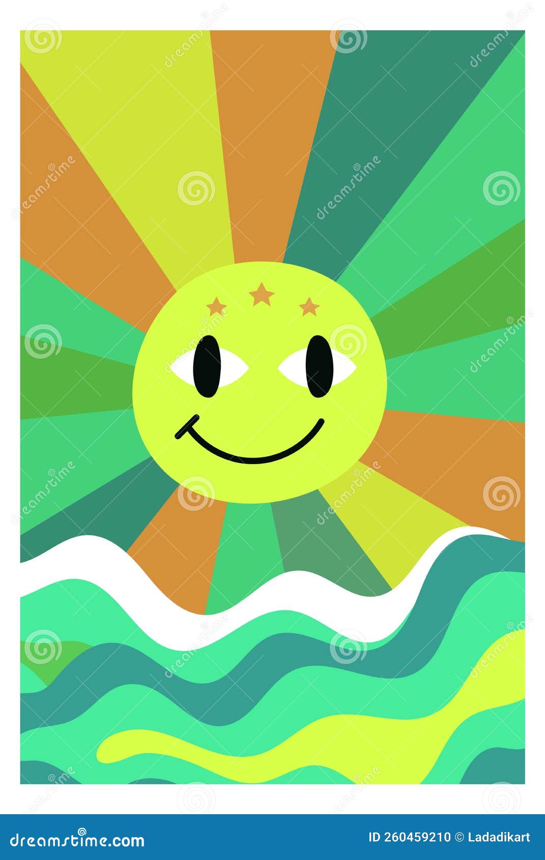 Psychedelic Landscape Poster. Funny Postcard Stock Vector ...