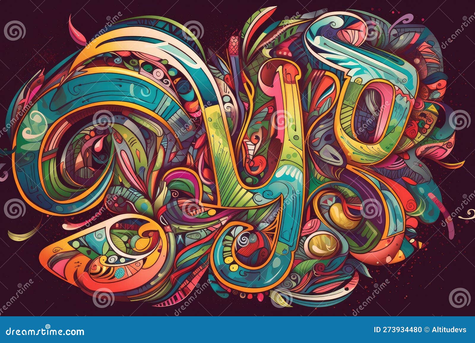 Psychedelic Lettering and Words, Floating in Space or on Abstract ...